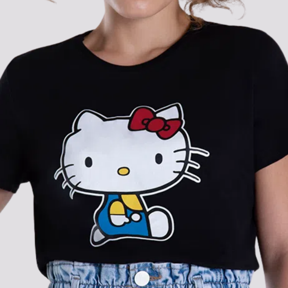 CAMISETA FEMININA HELLO KITTY - PRETA